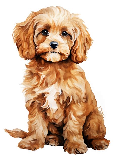 Cavapoo Dog Watercolor Clipart Dog Portrait Scrapbooking Journal