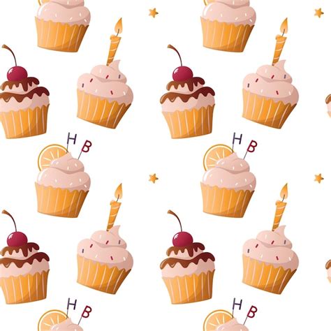 Premium Vector Pattern With Cupcakes Set With Cupcake