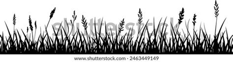 Black Silhouette Grass Border Seamless Vector Stock Vector Royalty Free 2463449149 Shutterstock