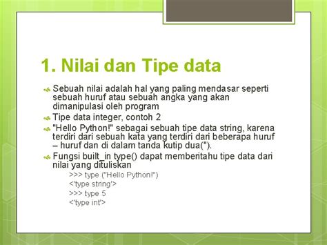 Tipe Data Pada Python 1 Nilai Dan Tipe