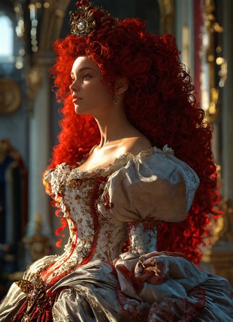 Lexica Beautiful Rococo Princess Elaborate Gown Massive Curly Red