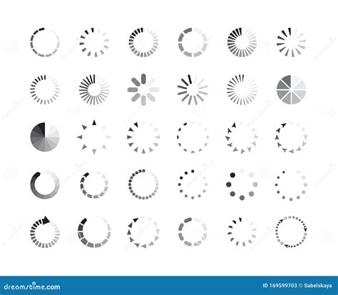 Graphic Set Of Progress Loaders Circle Icons Vector Illustration Isolated Stock Vector