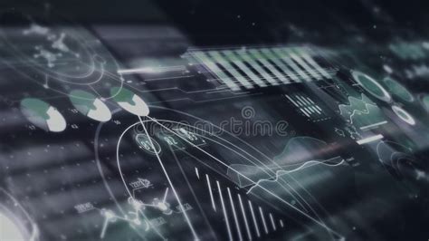 Array Of Moving Infographics With Stock Data Stock Footage Video Of Intelligence Business
