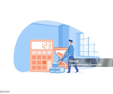 세금 환급 개념 성공한 사업가는 무거운 세금을 가위로 깎습니다 세금 공제 플랫 벡터 현대 일러스트 레이 션 가위에 대한 스톡