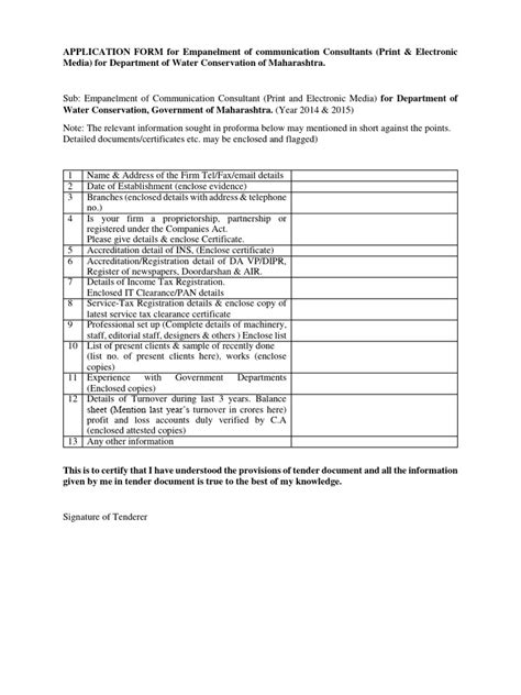 Application Form For Empanelment Download Free Pdf Money Advertising