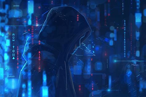 premium photo digital image of hacker in hooded silhouette with
