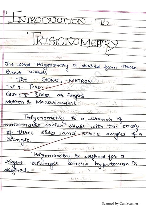 Solution Introduction To Trigonometry Class 10 Cbse Notes Studypool