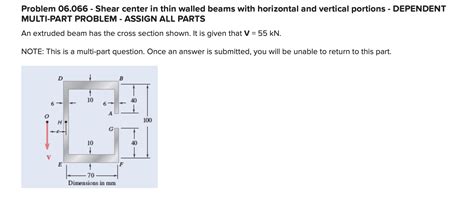 Solved Problem 06 066 Shear Center In Thin Walled Beams