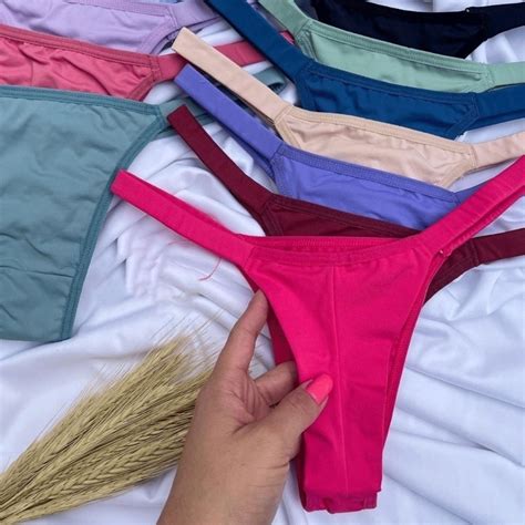 Kit 4 Calcinha Tangas Fio Duplo De Pala Tirinha Colorida Shopee Brasil