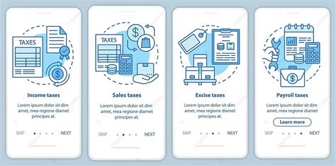 Mobile App Guides Through Us Tax Types With Illustrations Vector Navigation Pay Ui Png And