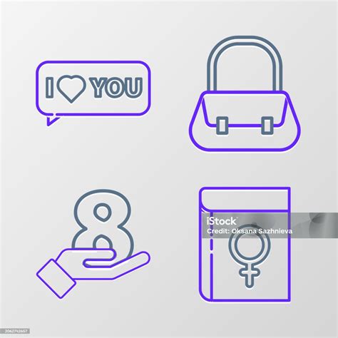여성에 관한 책 세트 3 월 8 일 핸드백과 말풍선 아이콘 벡터 0명에 대한 스톡 벡터 아트 및 기타 이미지 0명 3월 8 Istock