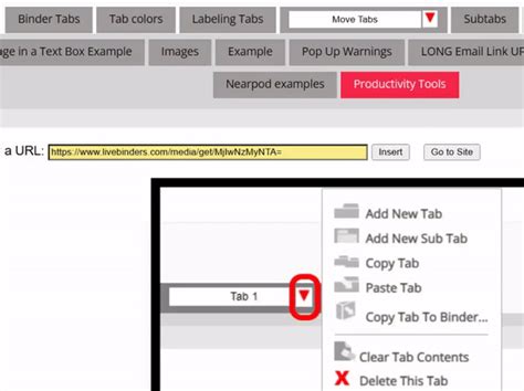 Moving Tabs LiveBinders
