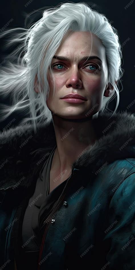 Premium Ai Image A Woman With White Hair And Blue Eyes