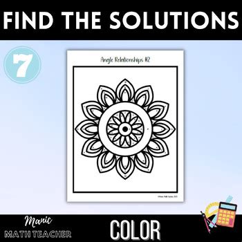 Color By Number Angle Relationships Complementary Supplementary Angles