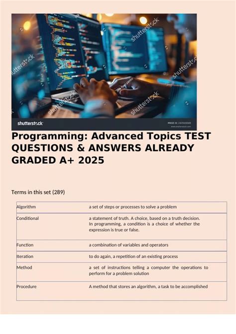 Programming Advanced Topics Test Questions And Answers Already Graded A