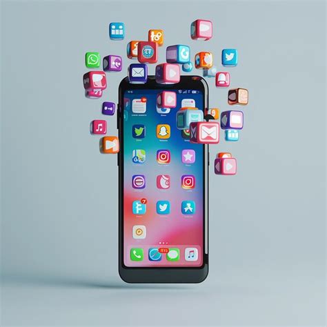 Smartphone With Dozens Of Floating Apps Premium Ai Generated Image