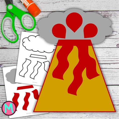 Volcano Craft Template Cut And Glue Paper Craft Pdf Etsy