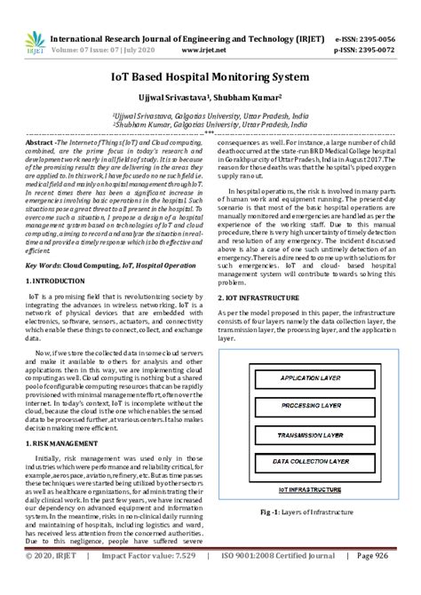 Pdf Irjet Iot Based Hospital Monitoring System