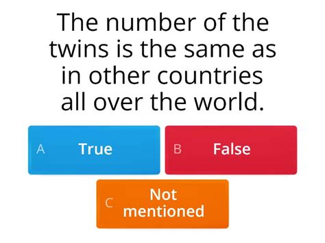 Twins Reading Comprehension Quiz
