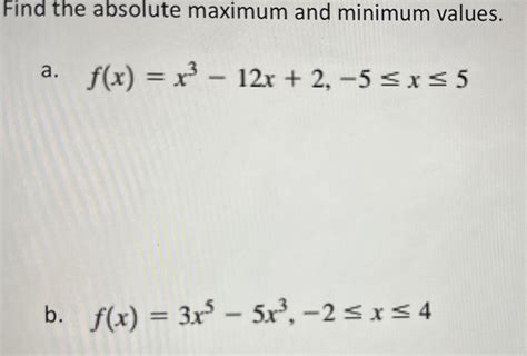Solved Find The Absolute Maximum And Minimum