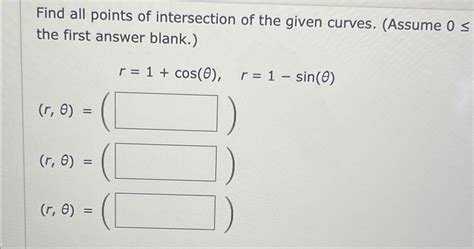 Solved Find All Points Of Intersection Of The Given Curves Chegg