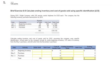Solved Brief Exercise Calculate Ending Inventory And Chegg