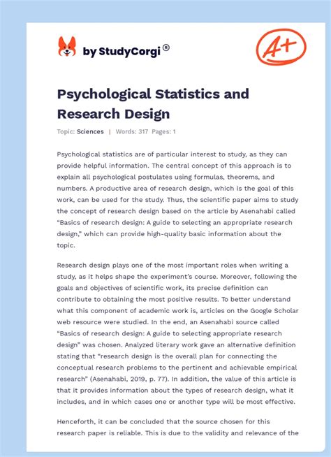 Psychological Statistics And Research Design Free Essay Example