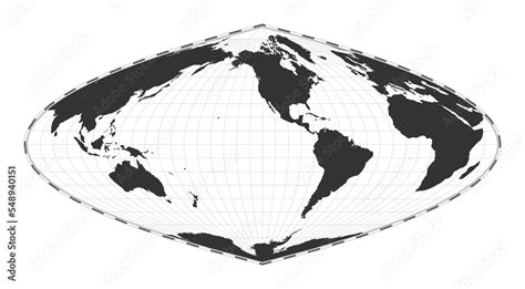 Vector World Map Craster Parabolic Projection Plan World Geographical Map With Latitude