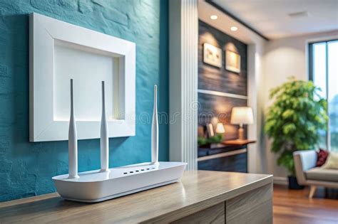 Stylish Wallmounted Wifi Router Installation Modern Home Network Setup With Double Band Antenna
