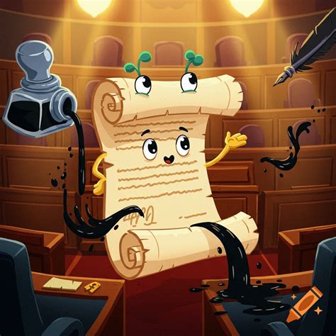 A Cartoon Personified Legislative Bill Scroll Character With Eyes And