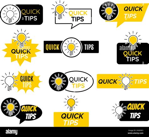 Quick Tips Helpful Tricks Icon Set Stock Vector Image Art Alamy