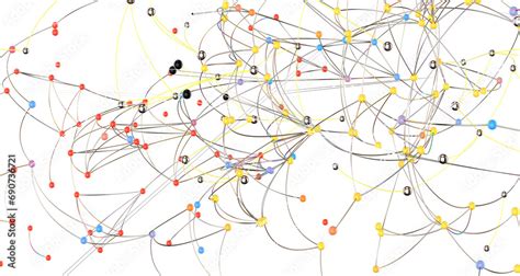 The Structure Of The Network Connection Of Points And Lines Data Technology Stock Illustration