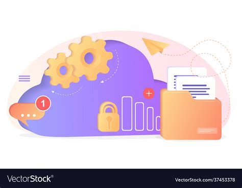 Database With Cloud Server Data Set Process Vector Image