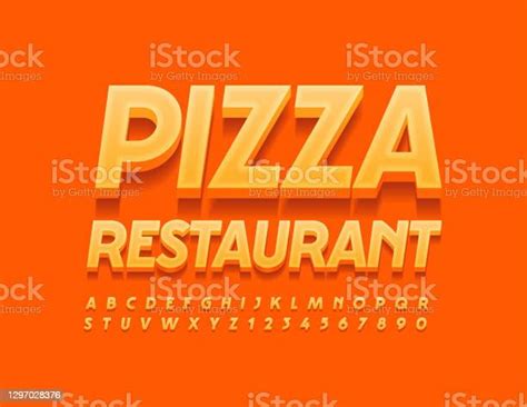 벡터 트렌디 배너 피자 레스토랑 현대 3d 알파벳 문자 및 숫자 세트 피자에 대한 스톡 벡터 아트 및 기타 이미지 피자 로고 알파벳 Istock