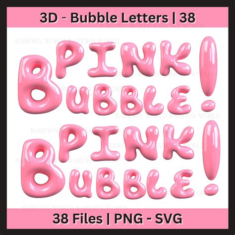 Pink 3d Svg Bubblegum Letters Pop Letters Svg Svg Alphabet Barbie Pink