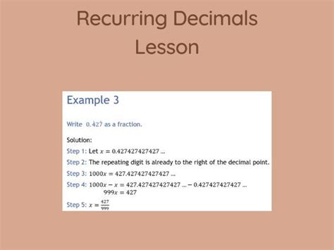 Recurring Decimals Lesson Teaching Resources Recurring Decimals Lesson Teaching Resources