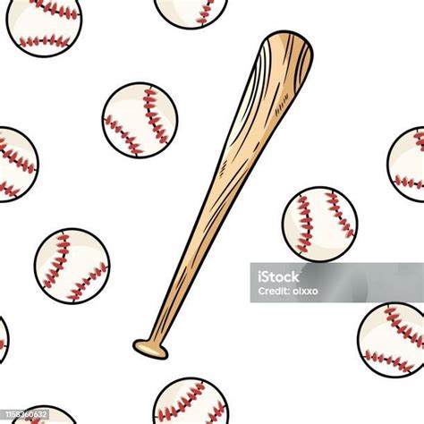 야구 공과 박쥐 원활한 패턴 귀여운 낙서 손으로 그린 낙서 배경 텍스처 타일 경쟁에 대한 스톡 벡터 아트 및 기타 이미지