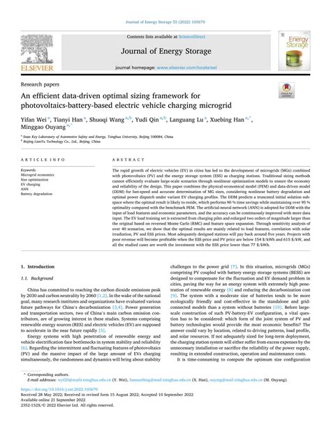 PDF An Efficient Data Driven Optimal Sizing Framework For Photovoltaics Battery Based Electric