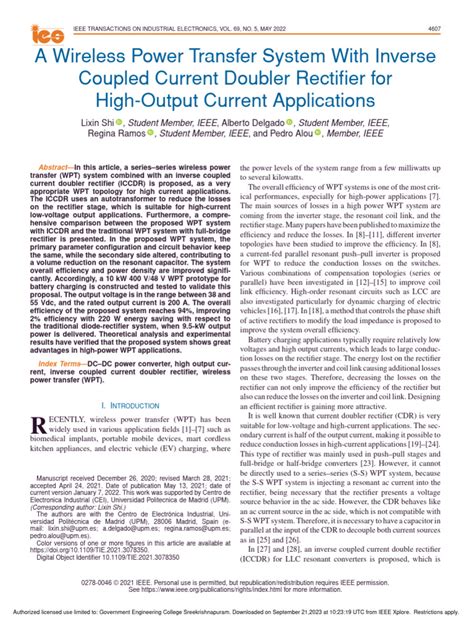 A Wireless Power Transfer System With Inverse Coupled Current Doubler