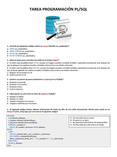 Tarea Programacion Plsql Pdf Pl Sql Sql