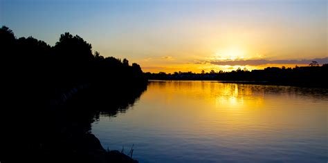 Free Photo Sunset In Blue And Gold Cc0 Lake Landscape Free
