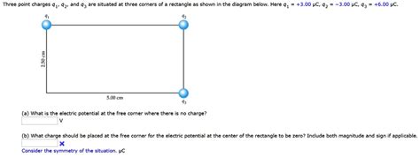 Solved Three Point Charges 91 92 Ad 93 Are Situated At Three Corners Of Rectangle As Shown In