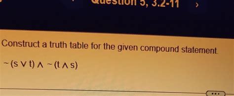 Solved Construct A Truth Table For The Given Compound
