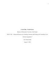 WA7 Lesson Plan Pdf 1 Lesson Plan Social Science Masters Of Education University Of The