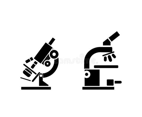 Two Detailed Monocular Microscopes With Different Objective Lenses Icon Set Stock Vector