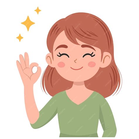 Premium Vector Young Cute Girl Showing Ok Sign With Fingers Cute
