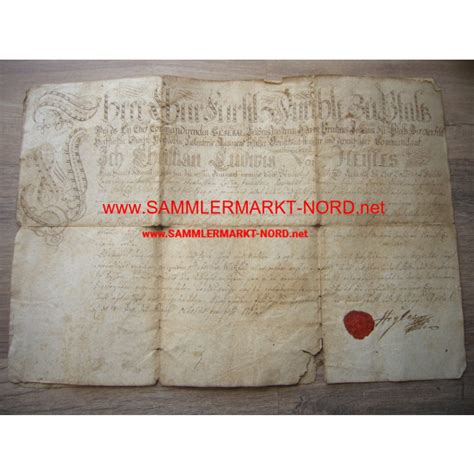 CHRISTIAN LUDWIG VON HEYLES - Autograph - Urkunde 1767, Sammlermarkt ...