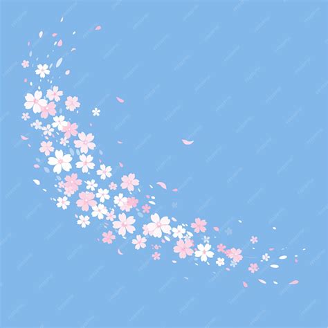 Premium Vector Japanese Cherry Blossoms Floating Gently In The Breeze