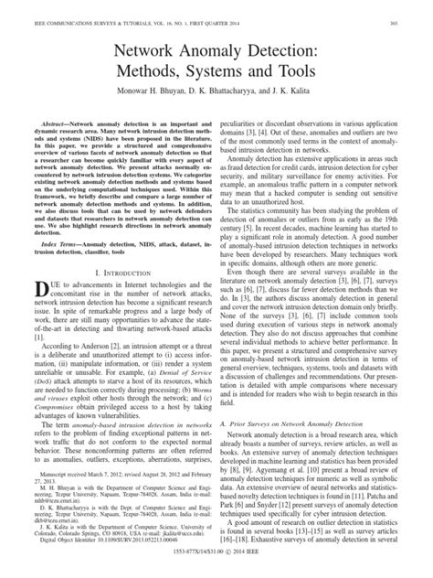 Network Anomaly Detection Methods Systems And Tools Pdf