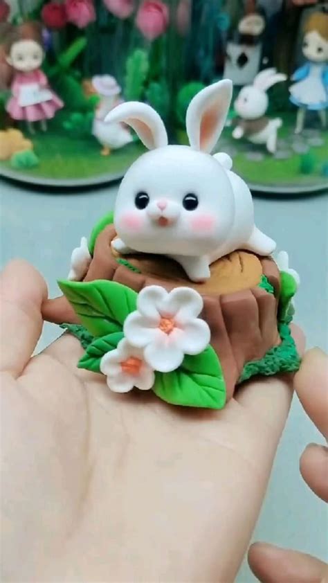 How To Diy Clay Spring Bunny Cute Rabbit Clay Crafts Clay Project Tutorial